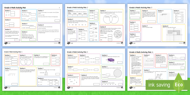 Grade 6 Summer 1 Math Activity Mats (teacher made)