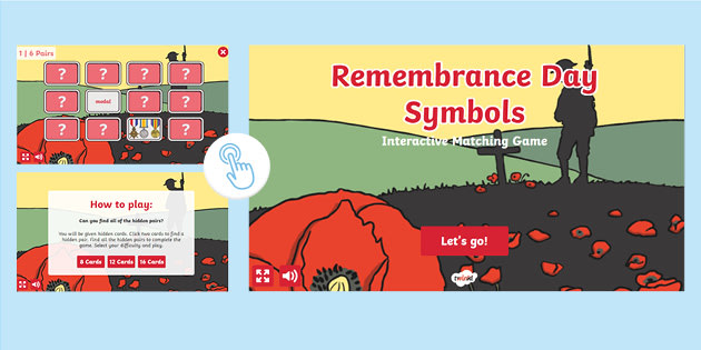 Remembrance Day Symbols Interactive Matching Game