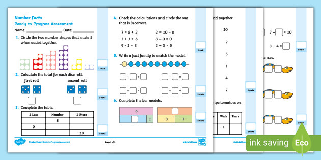 👉 Assessment of Year 1 Ready-to-Progress Criteria: Number Fact