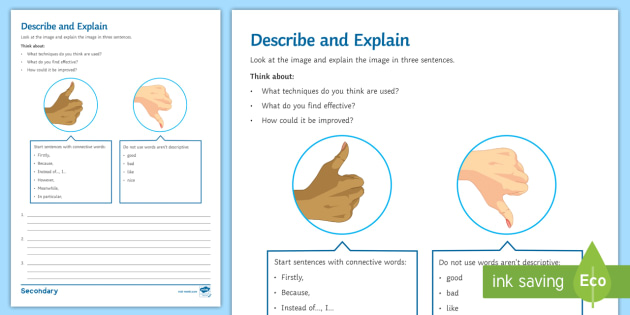 Describe And Explain Worksheet Worksheet Teacher Made 