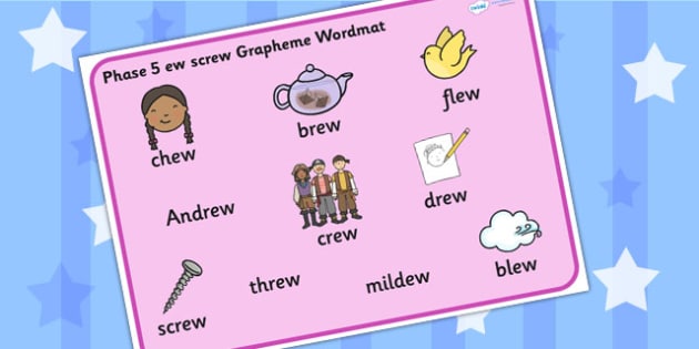 Phase 5 ew screw Grapheme Word Mat (teacher made)