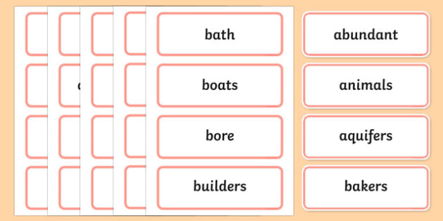 Water Works Word Wall Display Cards