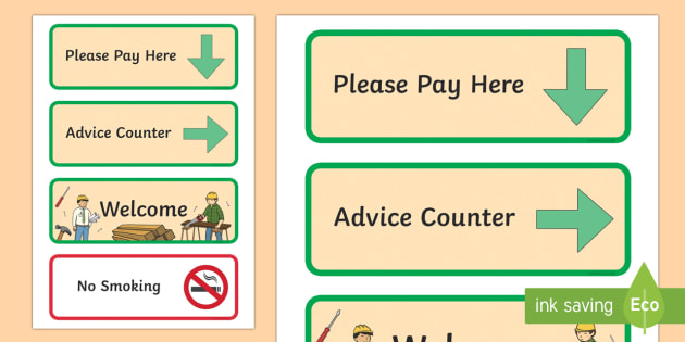 DIY Shop Role Play Signs (teacher made)