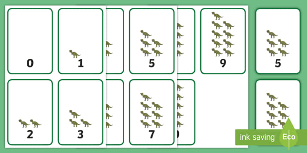 Tyrannosaurus Rex Dinosaur Counting Cards with Numbers 0-10