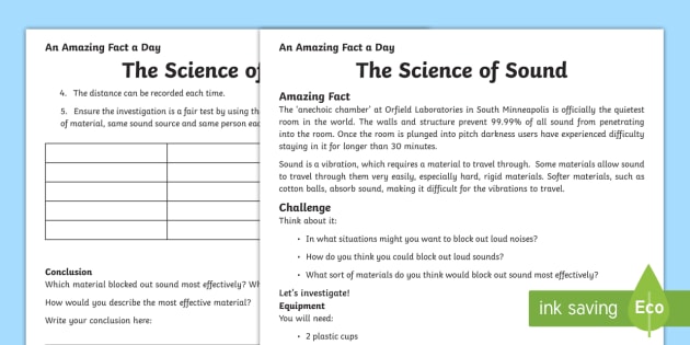The Science of Sound Science Experiment (teacher made)