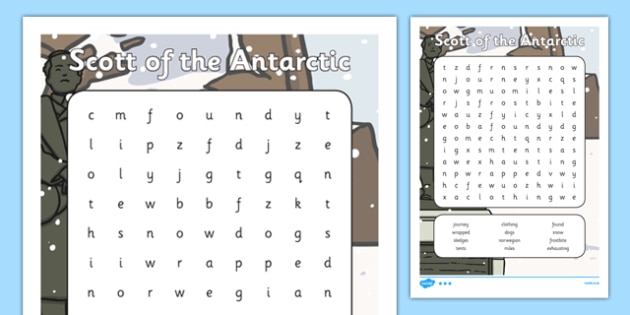 Scott of the Antarctic Word Search (teacher made)
