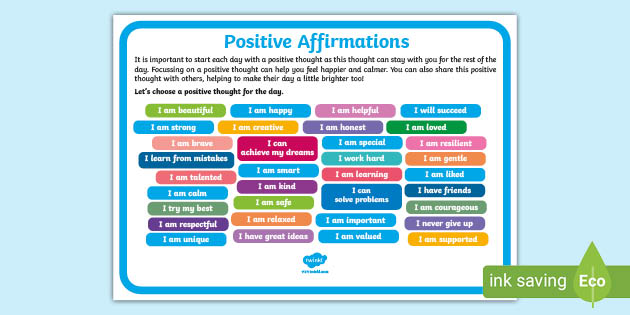 Positive Affirmations Display Poster