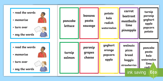 Working Memory Word Cards (teacher made)