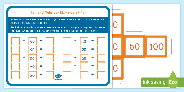 Roll and Subtract Multiples of Ten Activity (teacher made)