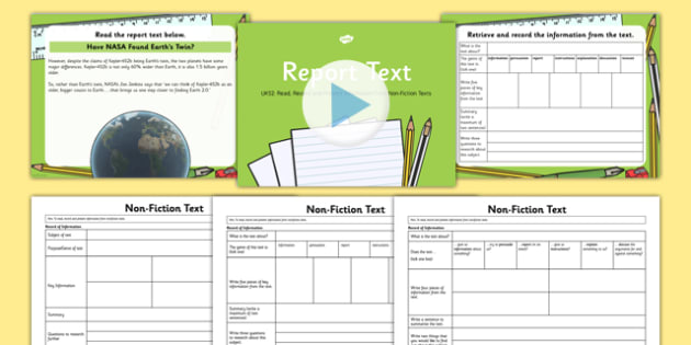 Report Text, Read, Record and Present Information UKS2 Lesson Pack