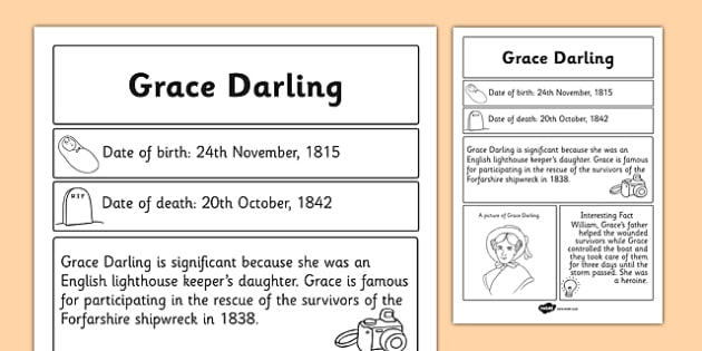 Grace Darling Significant Individual Fact Sheet - fact, sheet