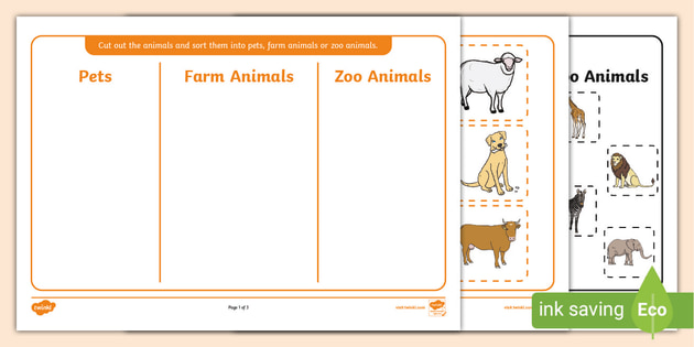 Farm, Zoo and Pet Category Sorting Activity (teacher made)