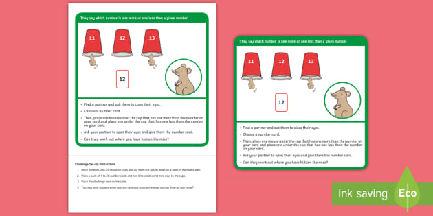 EYFS Maths One More One Less Challenge: Find the Mouse