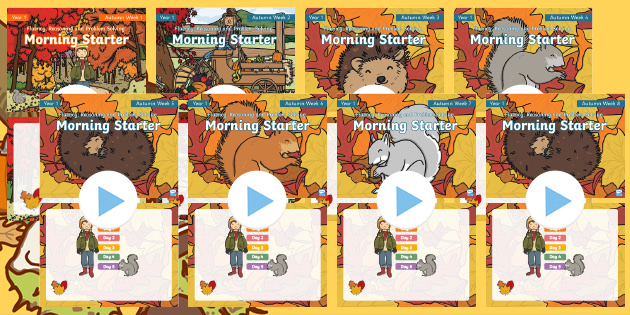 Year 1 Maths Autumn Morning Starter PowerPoint Bumper Resource Pack