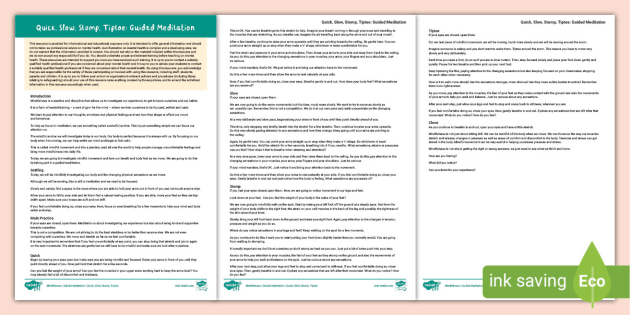 Guided Classroom Meditation Mindfulness Movement - Twinkl