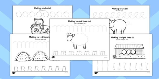 On the Farm Pencil Control Worksheets Arabic Translation - arabic