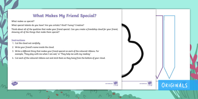 FREE! - What Makes My Friend Special? Worksheet / Worksheet