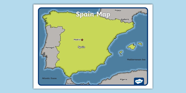 8 Free Printable Labeled Blank Map Of Spain With Cities Outline