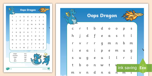 Oops Dragon Word Search (teacher made)