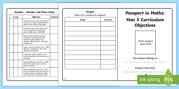 Passport in Maths: Year 5 Curriculum Checklist