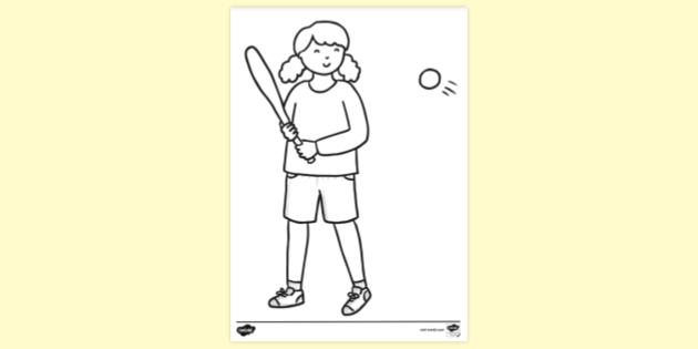 Softball Colouring | Colouring Sheets