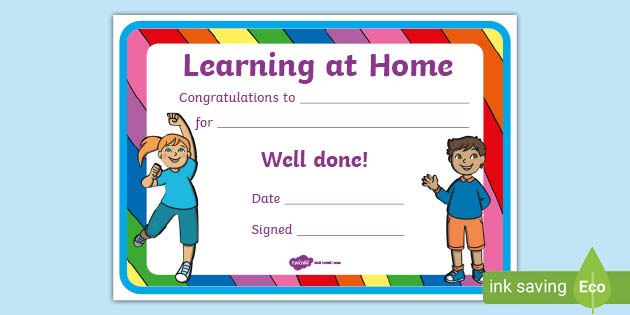 Year 1 Learning at Home Certificate (Teacher-Made)