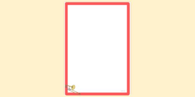Simple Blank Trombone Music Instrument Page Border