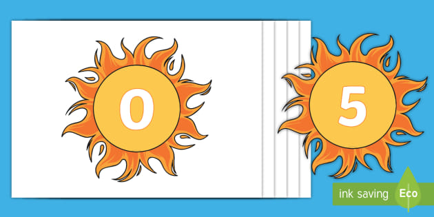 Numbers on Sunshine Cut-Outs (teacher made)