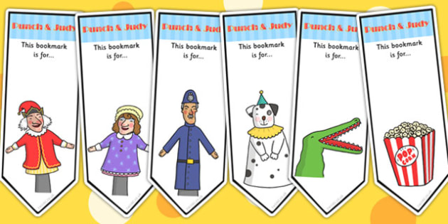 Punch and Judy Editable Bookmarks
