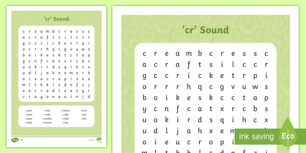 'cr' Sound Differentiated Word Search
