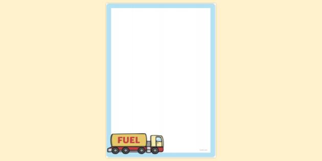 FREE! - Simple Blank Fuel Tanker Page Border | Page Borders | Twinkl
