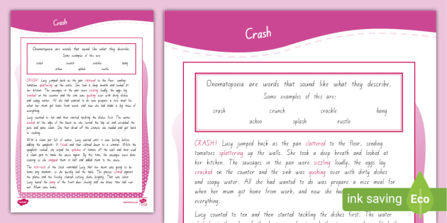 Level 2 Written Language Features: Onomatopoeia Exemplar Text