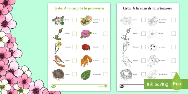 Spring Hunt Checklist - Spanish (teacher made)