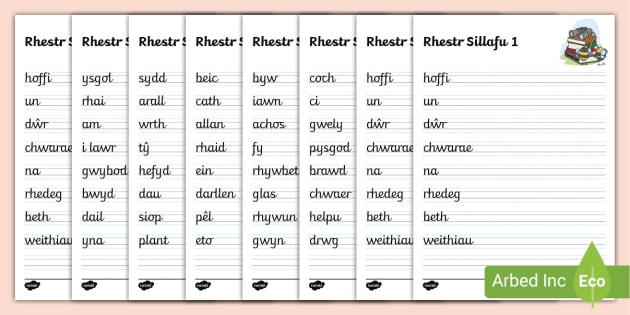 Rhestri Sillafu Cam Cynnydd 2 (teacher made)