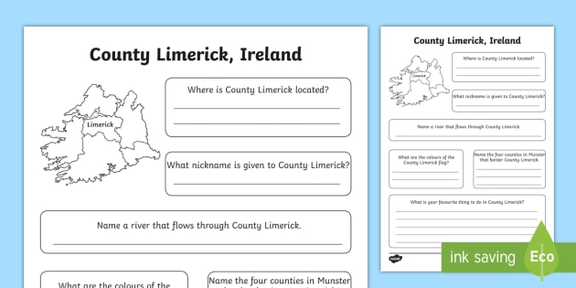County Limerick Worksheet (teacher made)