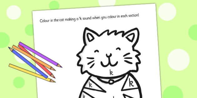 /k/ Sound Production Cat Colouring Sheet - SALT