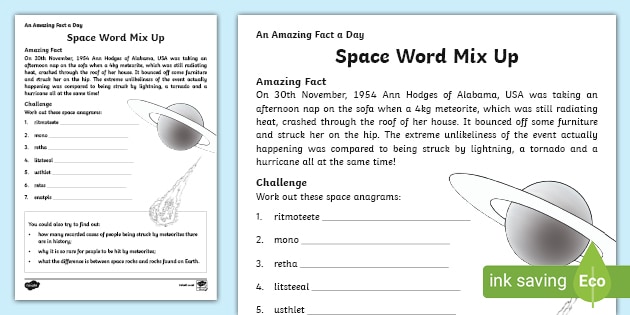 Space Word Mix Up Worksheet / Worksheet (teacher made)
