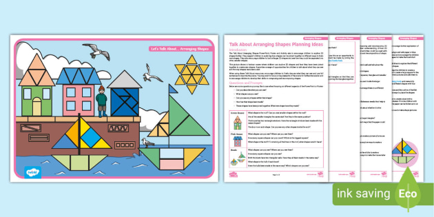 Talk About Arranging Shapes Maths Poster and Planning Ideas