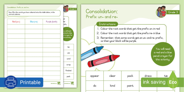 Prefix un- and re- Consolidation Assessment Sheet