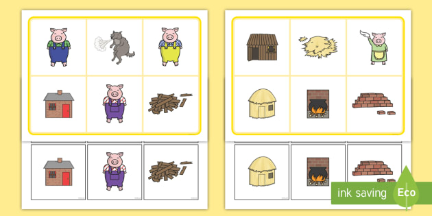 The Three Little Pigs Matching Cards and Board