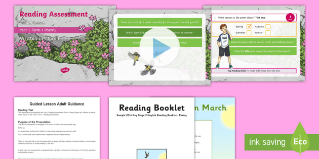 Year 5 Term 1 Poetry Reading Assessment Guided Lesson Teaching Pack