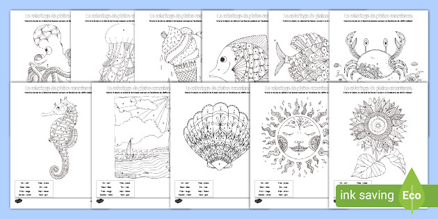 French Language Beach Theme Colour by Number (teacher made)