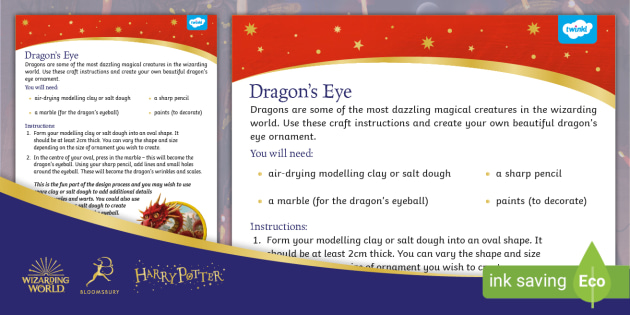 FREE! - Harry Potter: Dragon's Eye Craft Activity - Primary Resource
