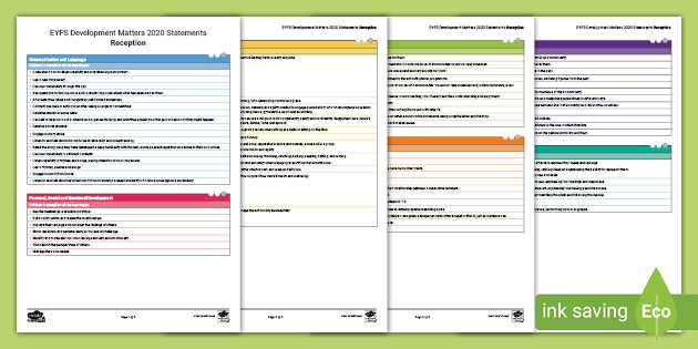 EYFS Development Matters 2020 Statements Reception