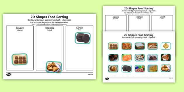 Food 2D Shape Sorting Activity Polish/English - Food 2D Shape Sorting ...