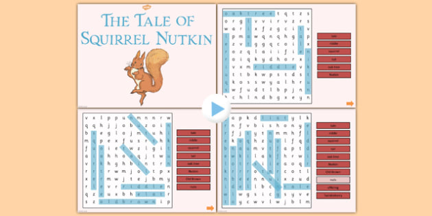 The Tale of Squirrel Nutkin Interactive Wordsearch - squirrel nutkin