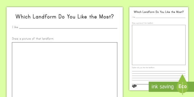 Favorite Landform Writing Worksheet / Activity Sheet - Landform