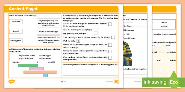 LKS2 Revision Activity Mat: Ancient Egypt (teacher made)