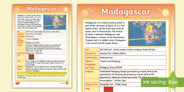 KS2 Madagascar Fact File (creat de profesori)