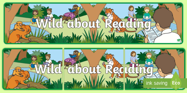 * NEW * Wild about Reading Display Banner - wild animal, animal print